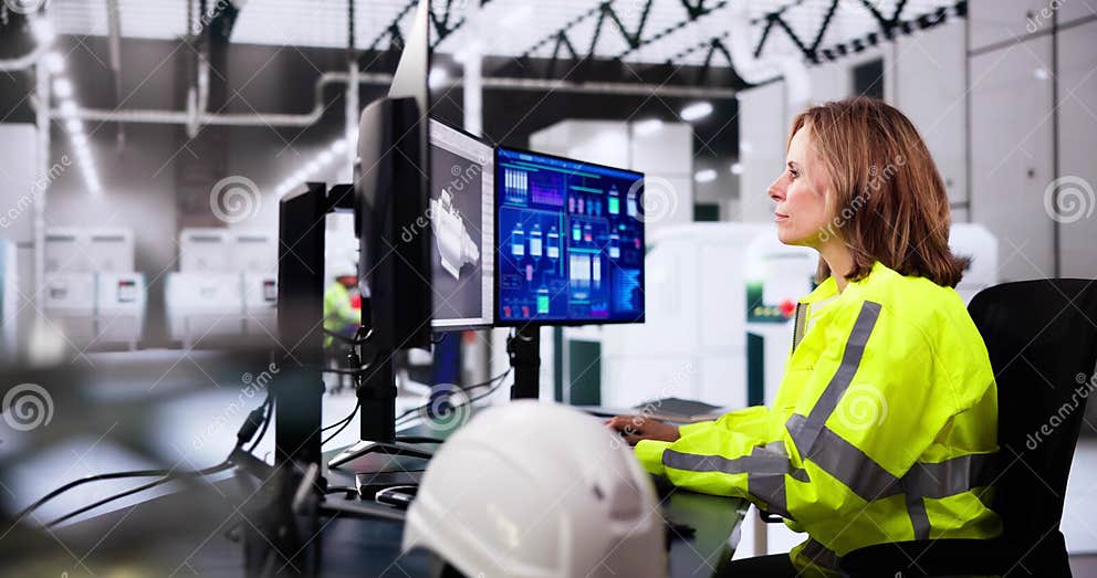 Engineer Doing 3D CAD Model Design on Computer Stock Illustration ...