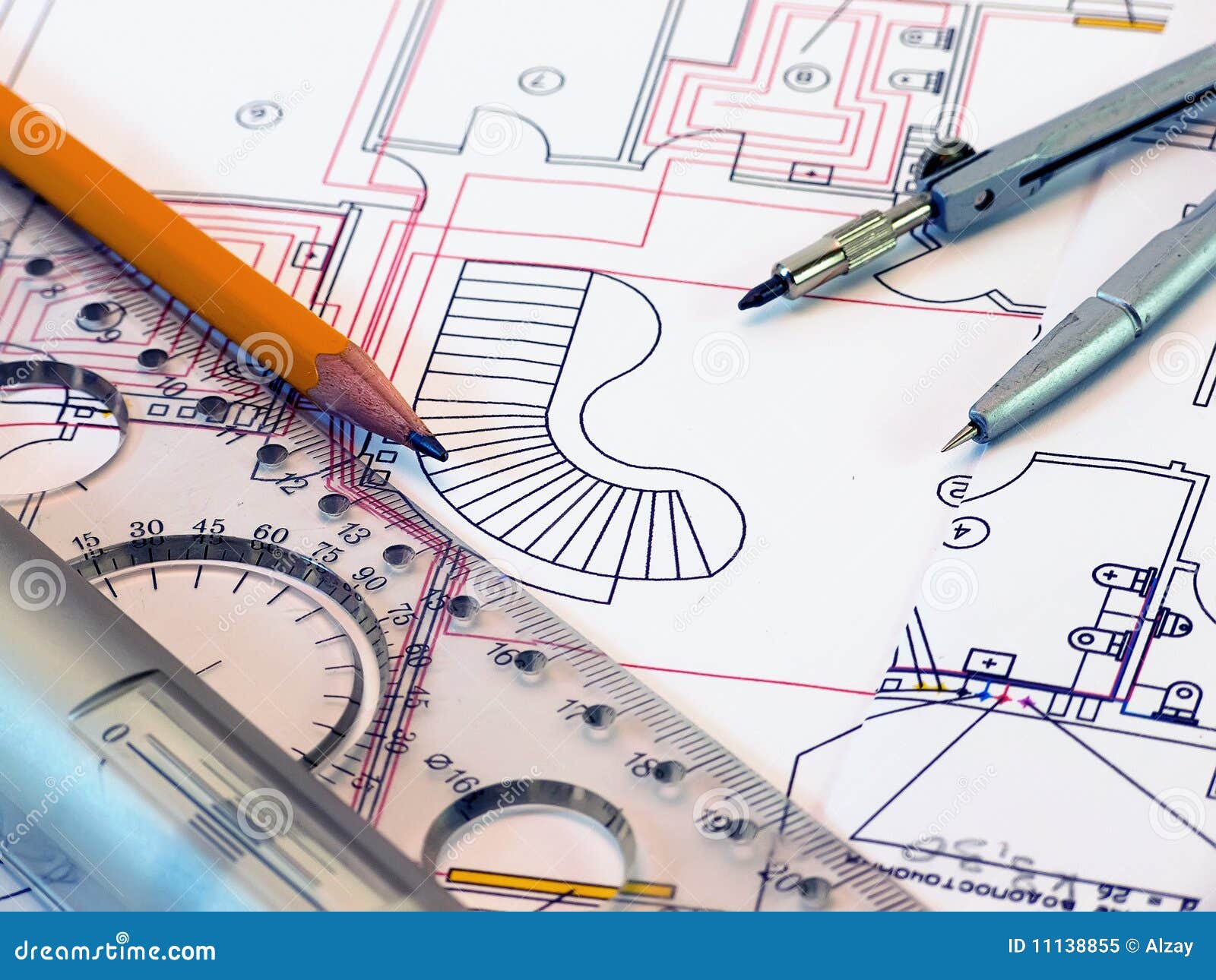 Engineer Drawing Diagrams On Blueprint Royalty-Free Stock Image ...