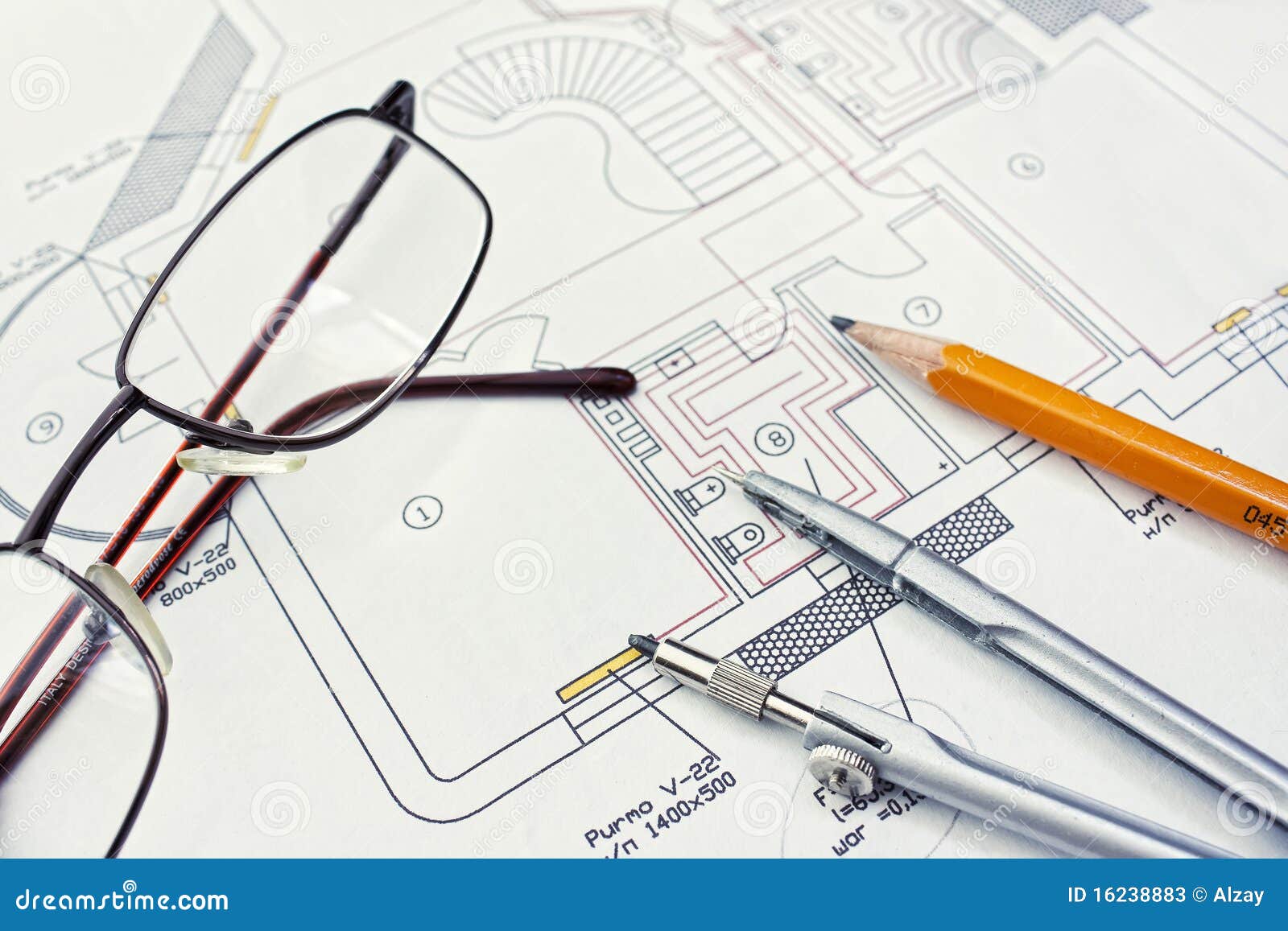 Engineer Drawing Diagrams On Blueprint Royalty-Free Stock Image ...