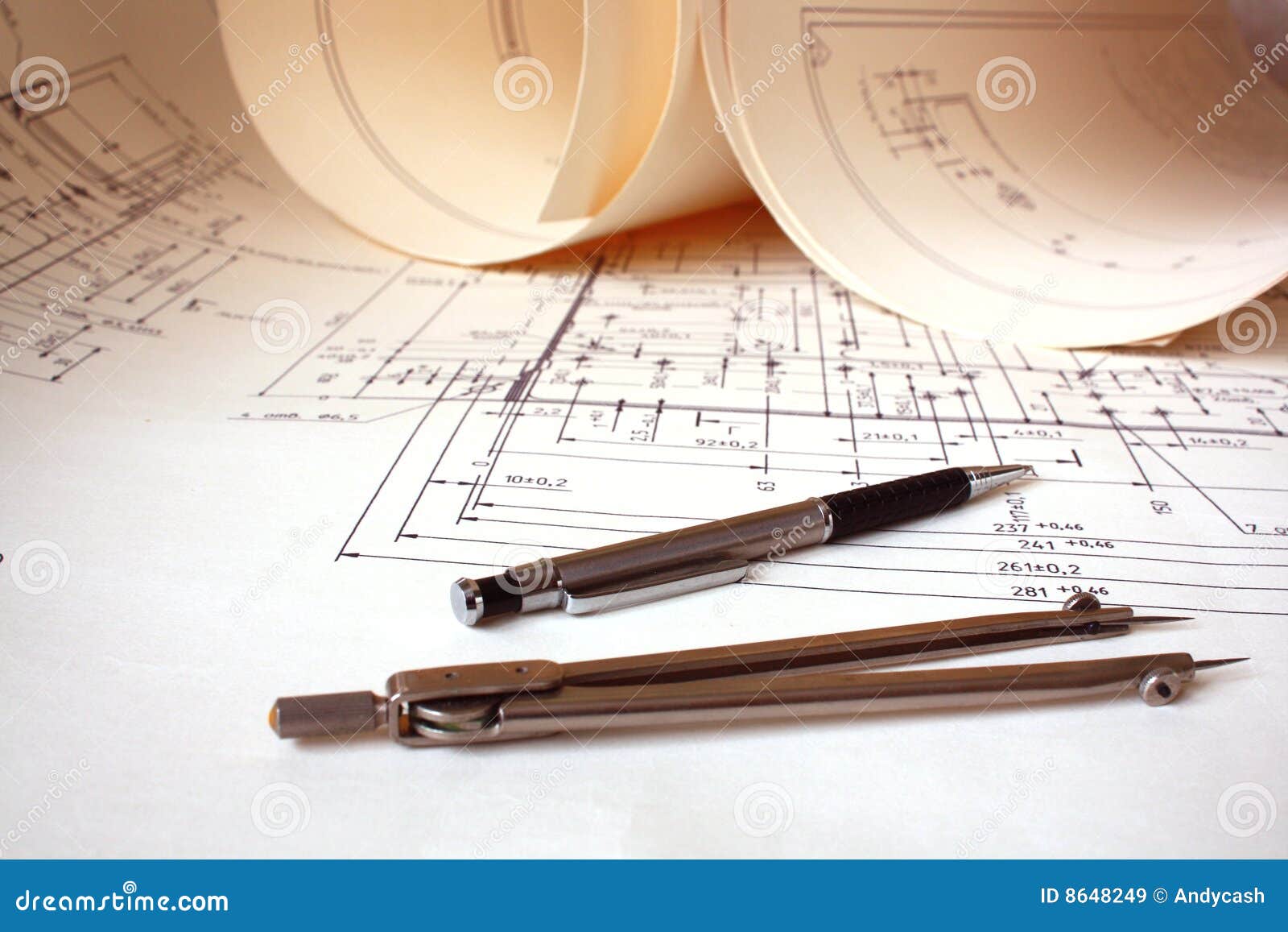 Engineer Drawing Diagrams On Blueprint Royalty-Free Stock Image ...