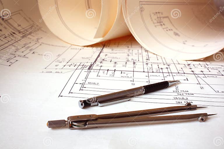 Engineer drawing stock image. Image of sketch, technical - 8648249
