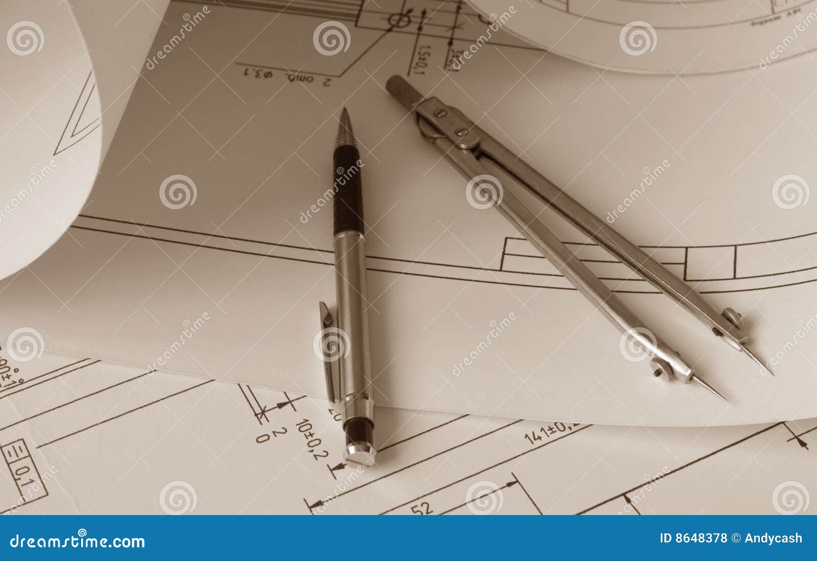 Engineer Drawing Diagrams On Blueprint Royalty-Free Stock Image ...