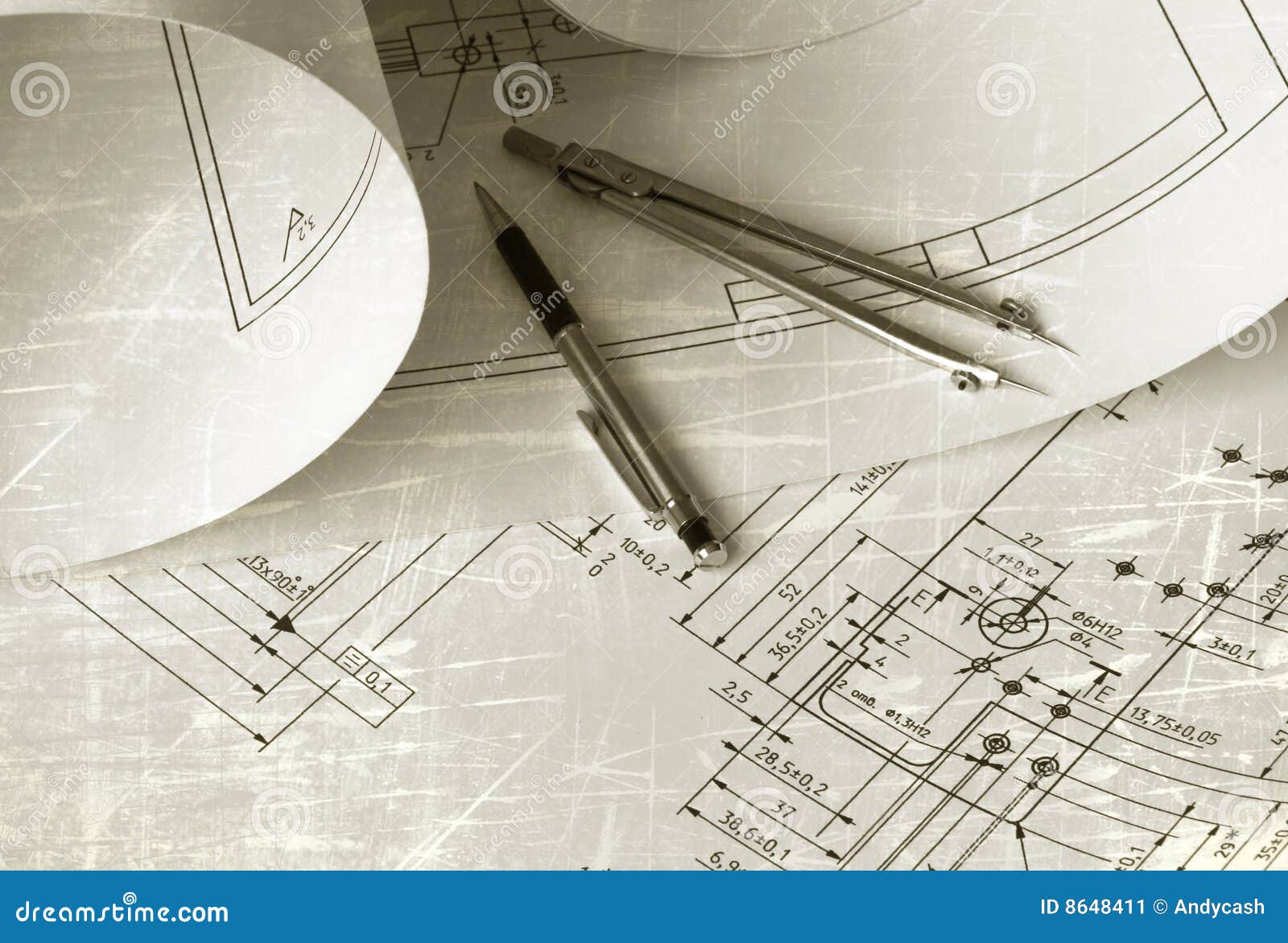 Engineer Drawing Diagrams On Blueprint Royalty-Free Stock Image ...