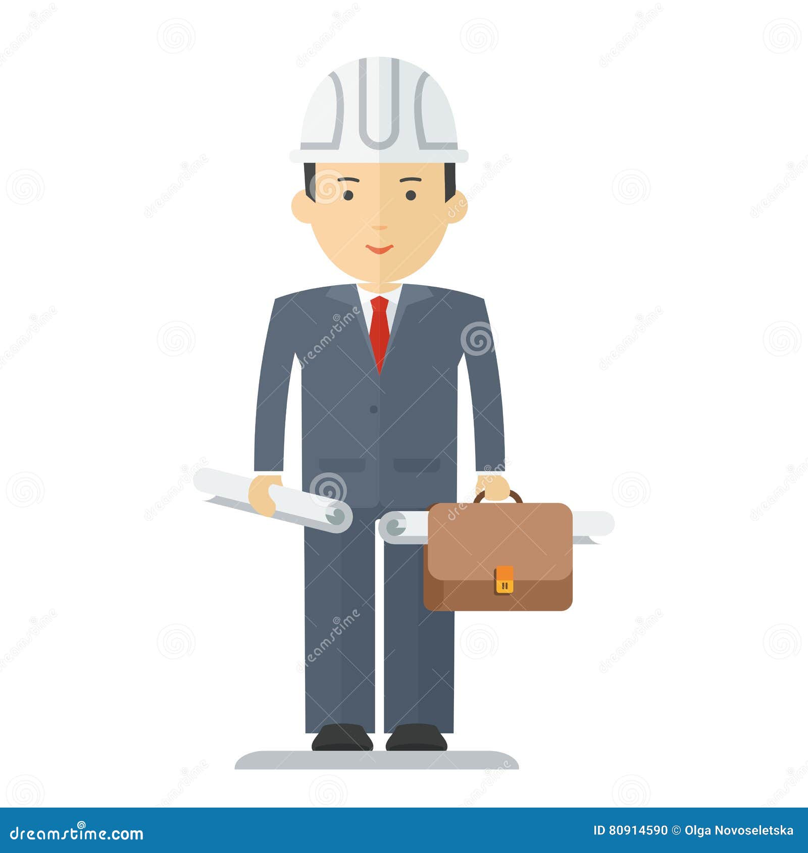 Engineer With Drawings Cartoon Vector | CartoonDealer.com #93028567