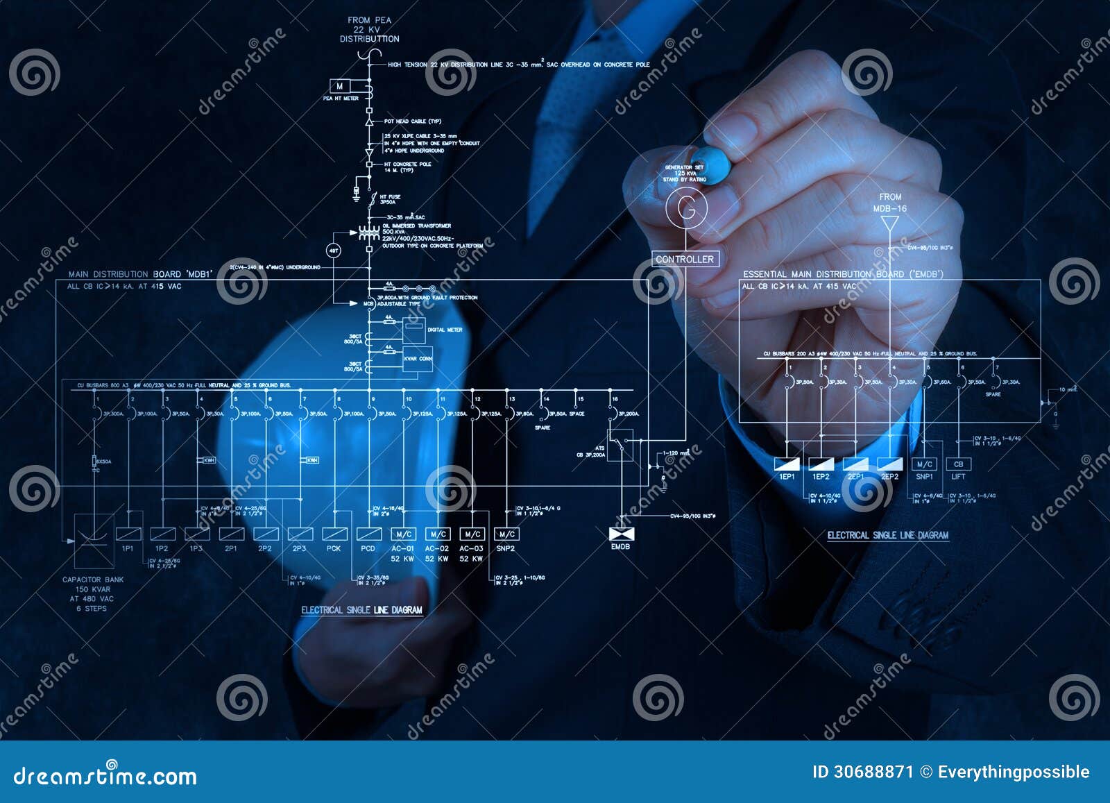 Engineer Draws Electronic Single Line Schematic Stock Photos - Free ...