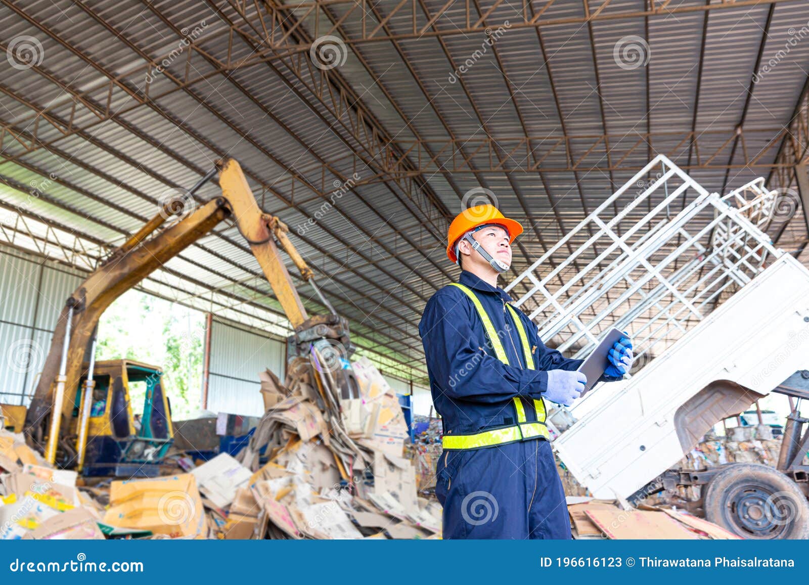 Engineer Driving a Loader in the Recycling Plant Stock Image - Image of ...