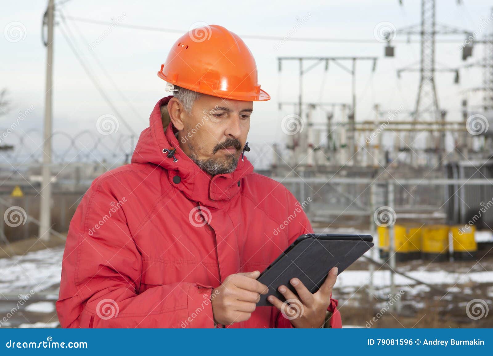 Engineer at Electrical Substation. Electrical Power Industry Stock ...