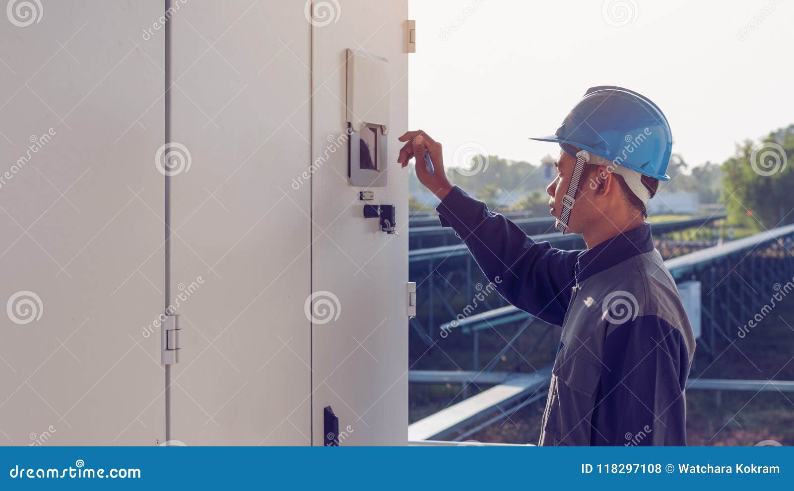 Engineer or Electrician Working on Checking and Maintenance Equi Stock ...