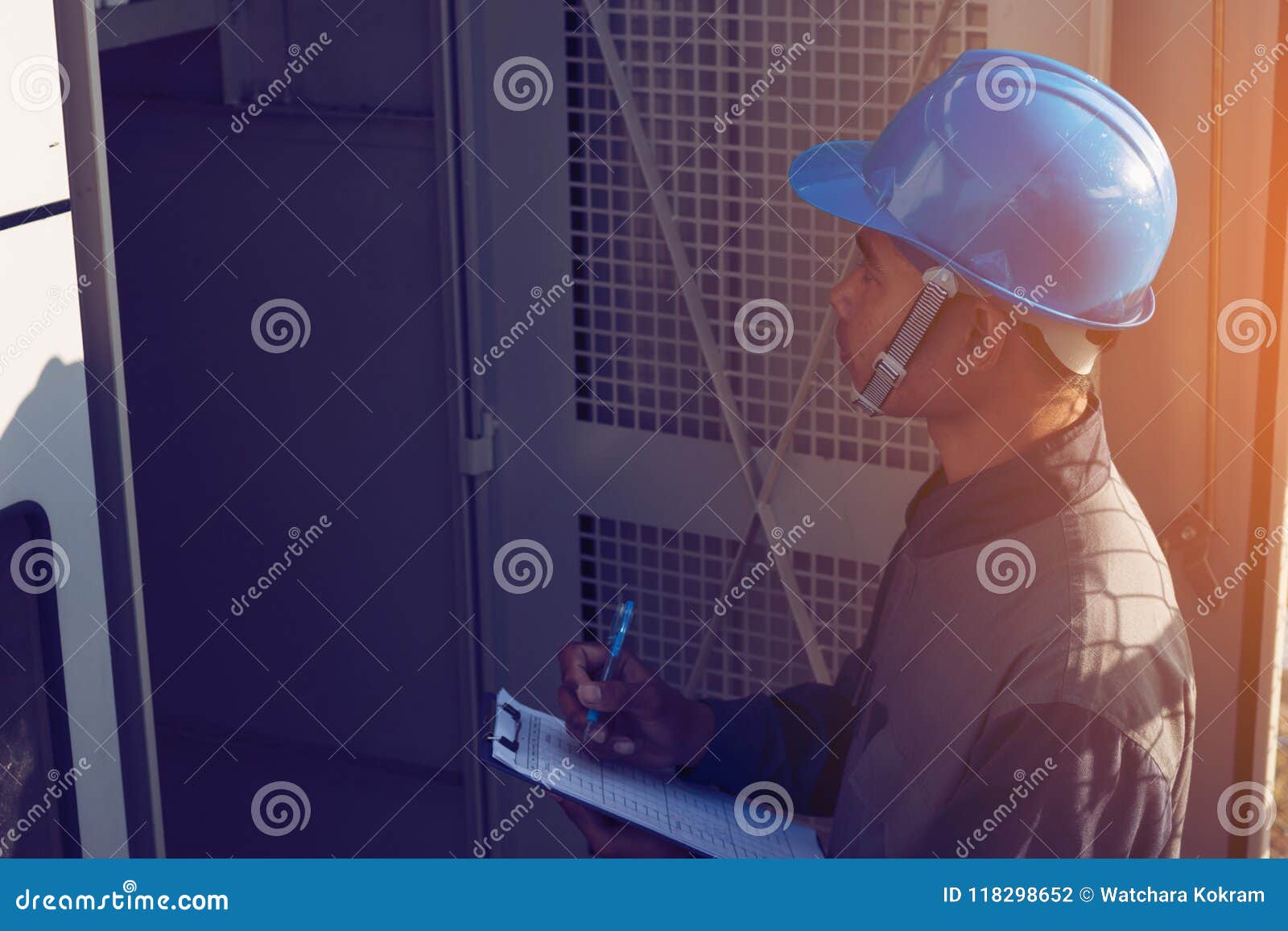 Engineer or Electrician Working on Checking and Maintenance Equipment ...