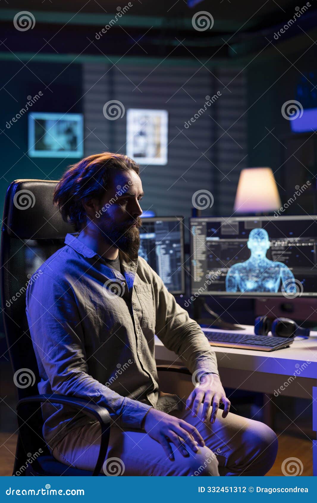 Engineer Entering Trance, Receiving Commands from Artificial ...