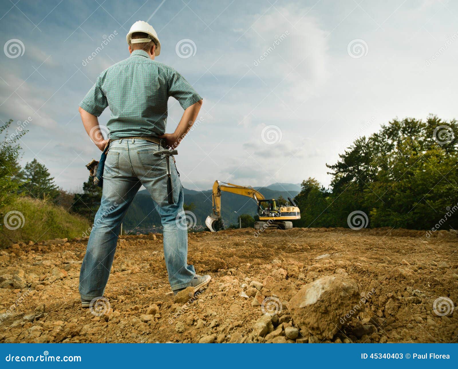 Engineer Evaluating Construction Progress Stock Image - Image of ...