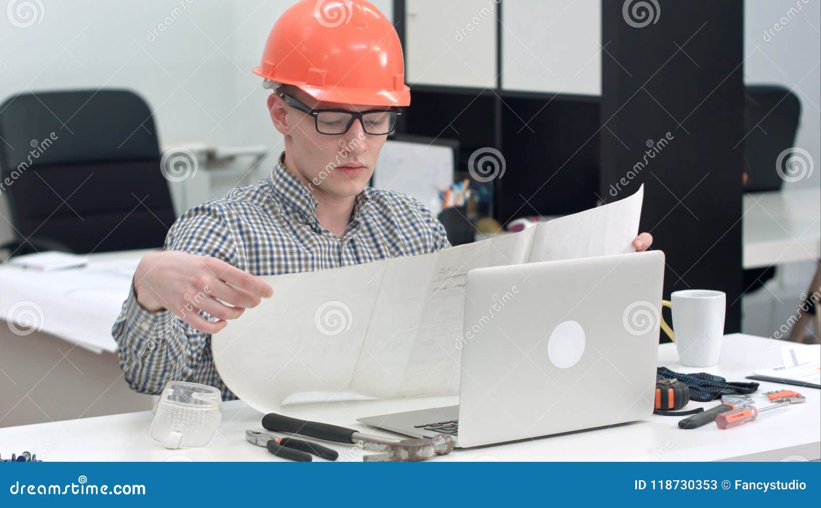 Engineer Explaining Technical Drawing during Video Call Via Laptop ...