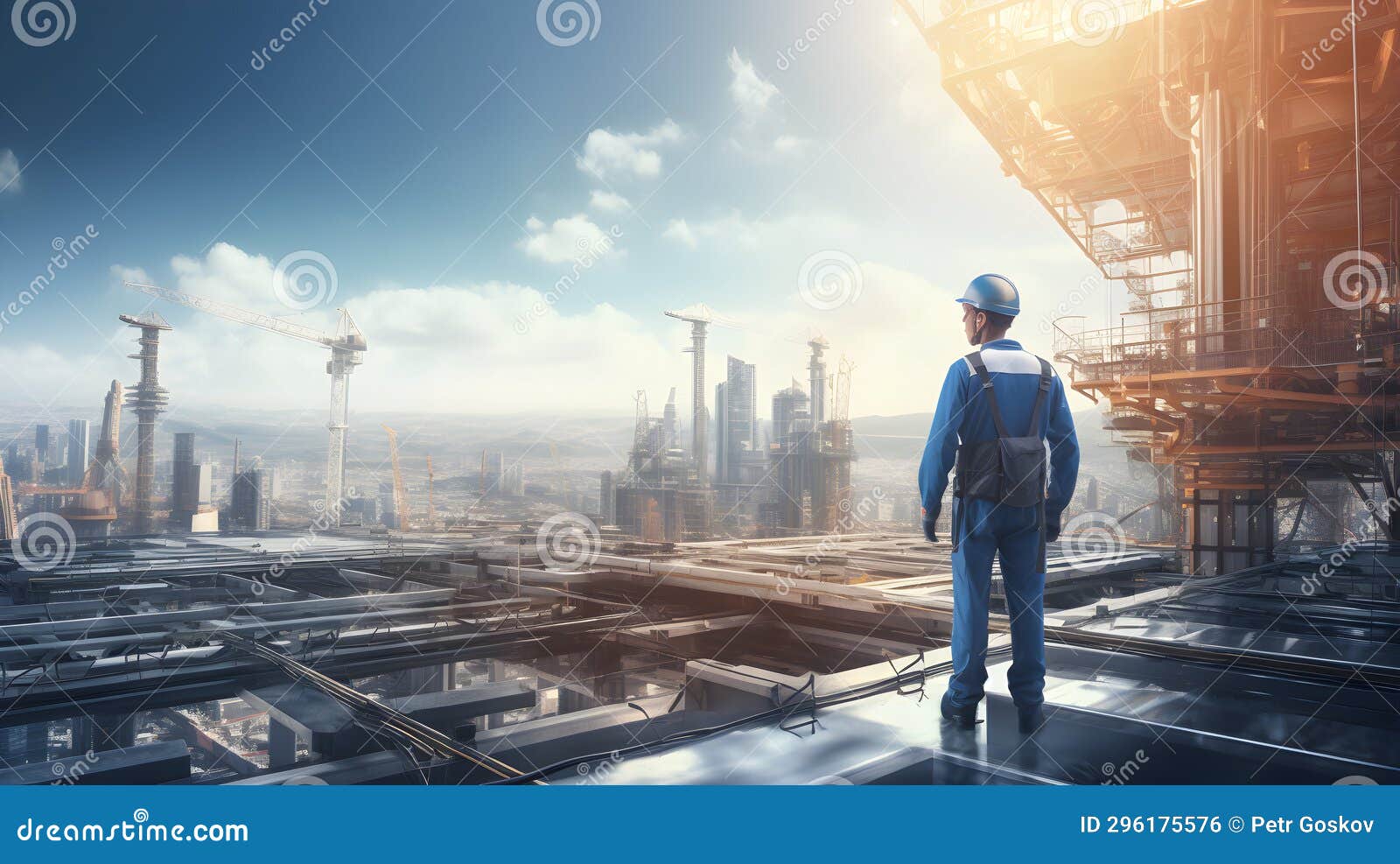 The Engineer is Facing with Large Industry Background Stock Photo ...