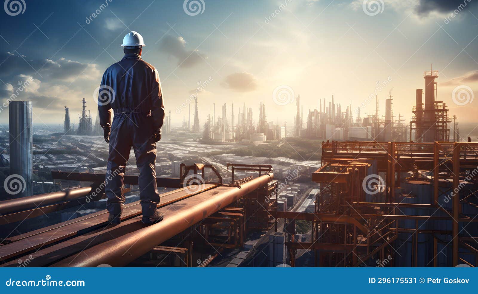 The Engineer is Facing with Large Industry Background Stock ...