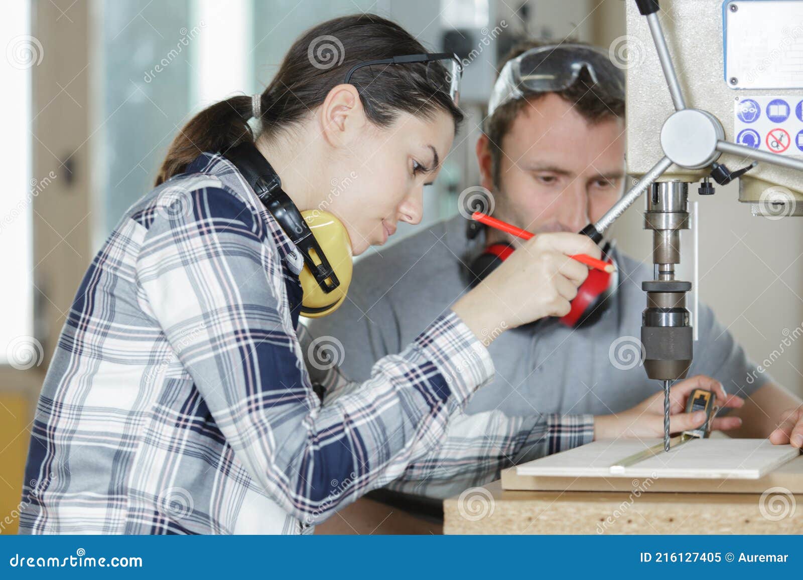 Engineer and Female Apprentice on Milling Machine Stock Image - Image ...
