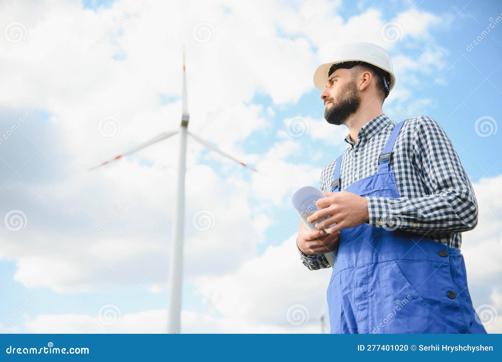 Engineer in Field Checking on Turbine Production Stock Photo - Image of ...