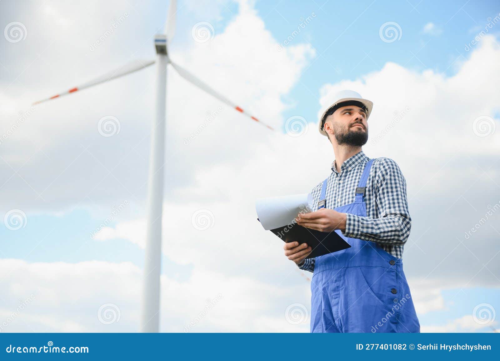 Engineer in Field Checking on Turbine Production Stock Photo - Image of ...
