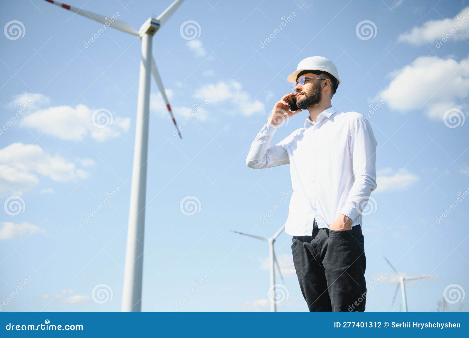 Engineer in Field Checking on Turbine Production Stock Photo - Image of ...