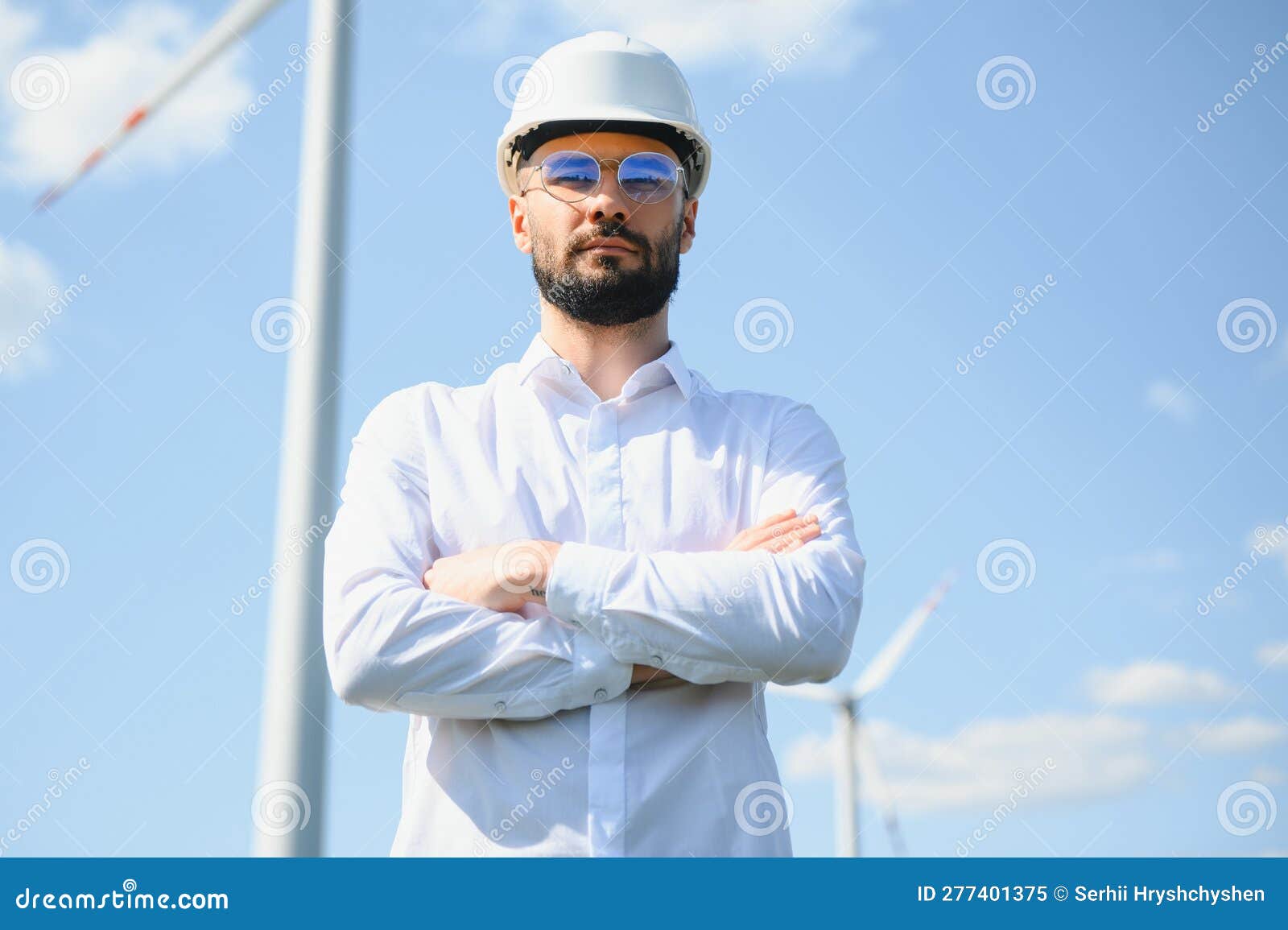 Engineer in Field Checking on Turbine Production Stock Image - Image of ...