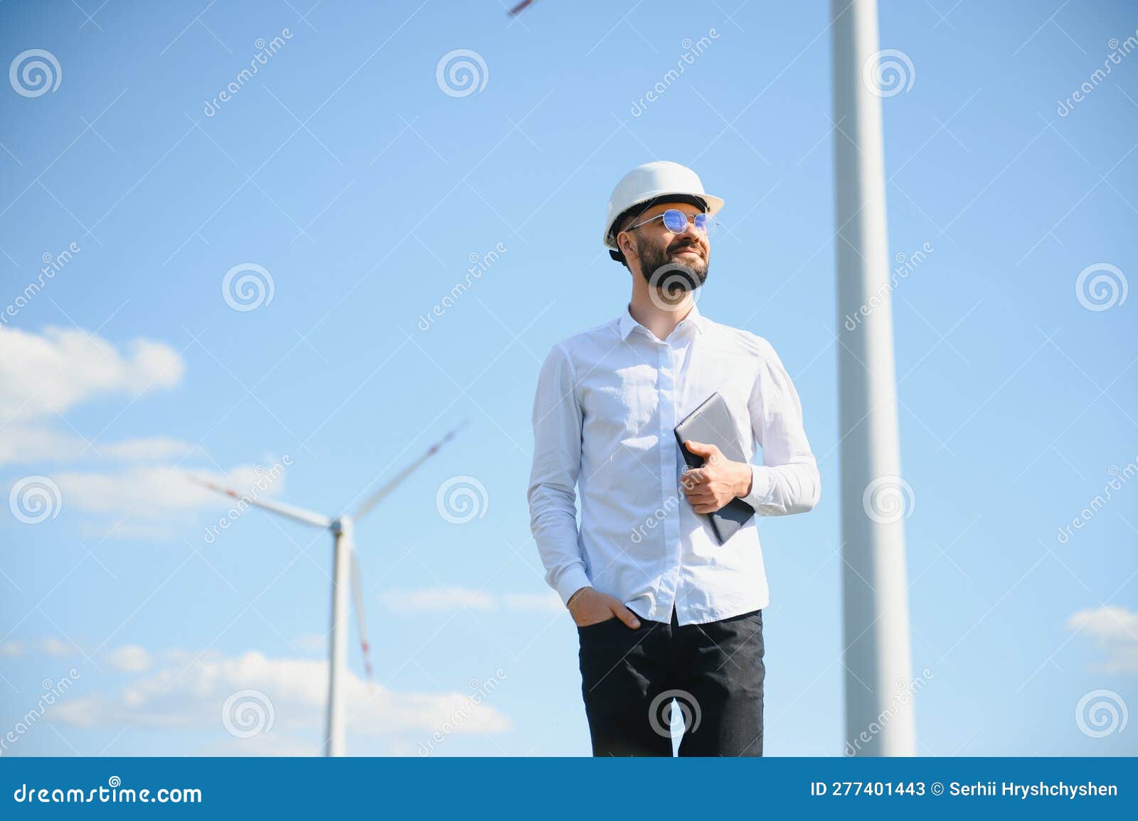 Engineer in Field Checking on Turbine Production Stock Image - Image of ...