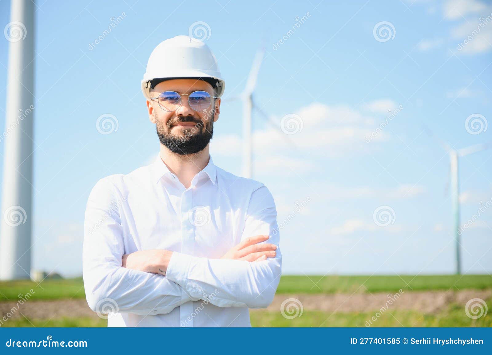 Engineer in Field Checking on Turbine Production Stock Image - Image of ...