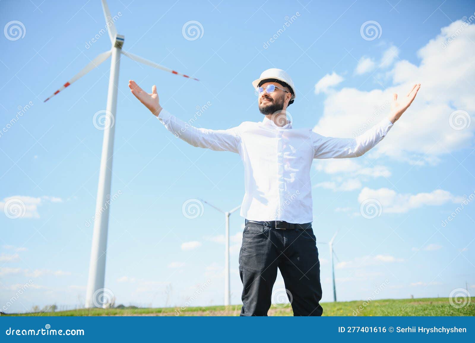 Engineer in Field Checking on Turbine Production Stock Photo - Image of ...