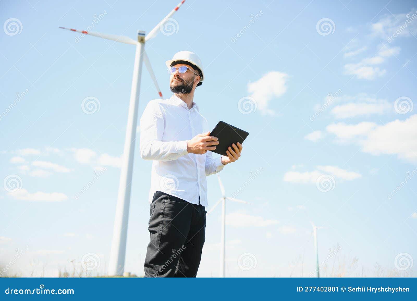 Engineer in Field Checking on Turbine Production Stock Image - Image of ...