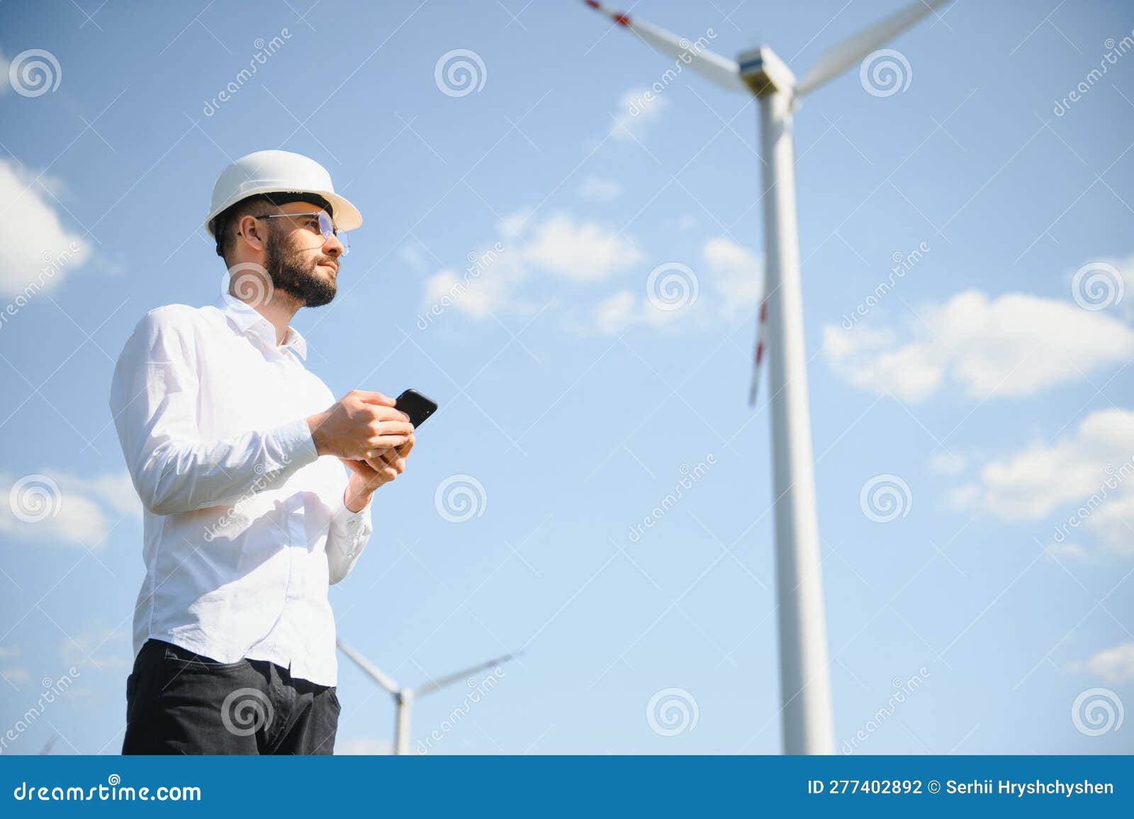 Engineer in Field Checking on Turbine Production Stock Photo - Image of ...