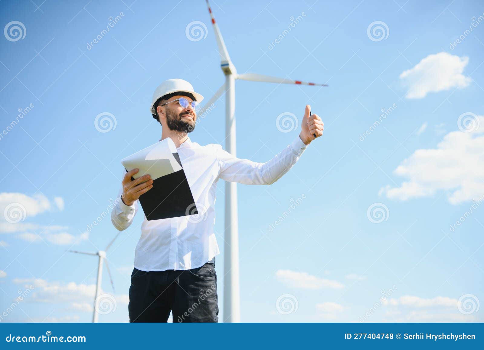Engineer in Field Checking on Turbine Production Stock Photo - Image of ...