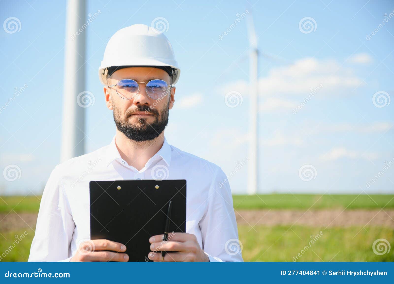 Engineer in Field Checking on Turbine Production Stock Image - Image of ...