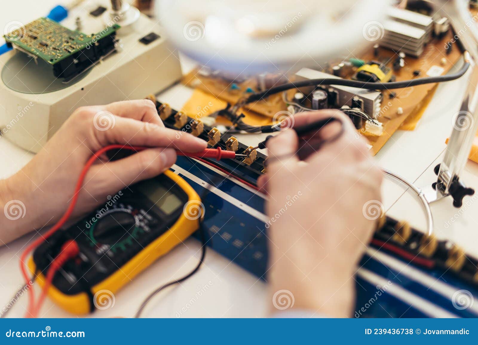 Engineer Fixing Broken Computer Equipment. Stock Photo - Image of ...
