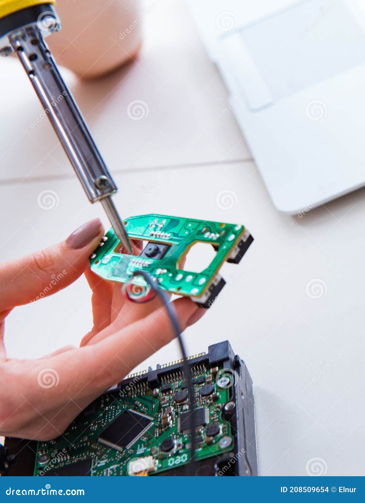 Engineer Fixing Broken Computer Hard Drive Stock Photo - Image of ...