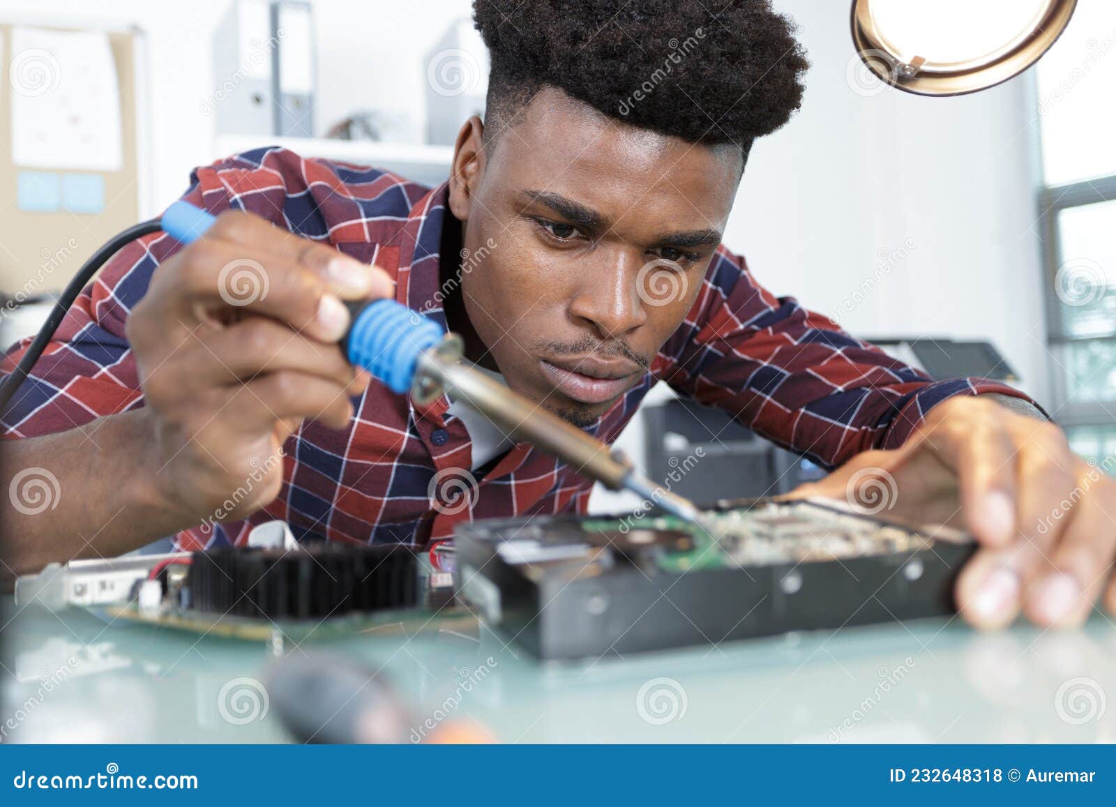 Engineer Fixing Broken Computer Hard Drive Stock Photo - Image of ...