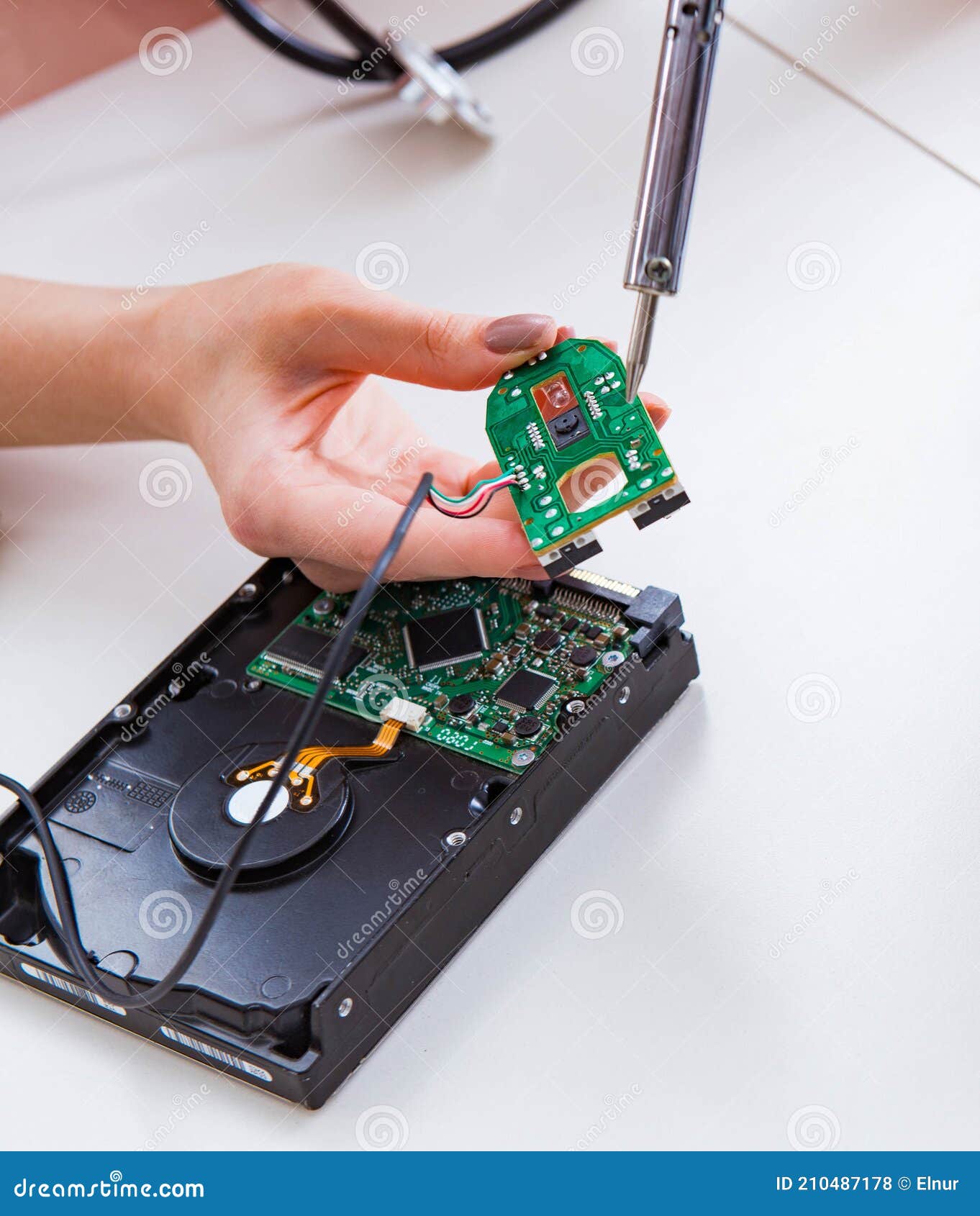 Engineer Fixing Broken Computer Hard Drive Stock Photo - Image of ...