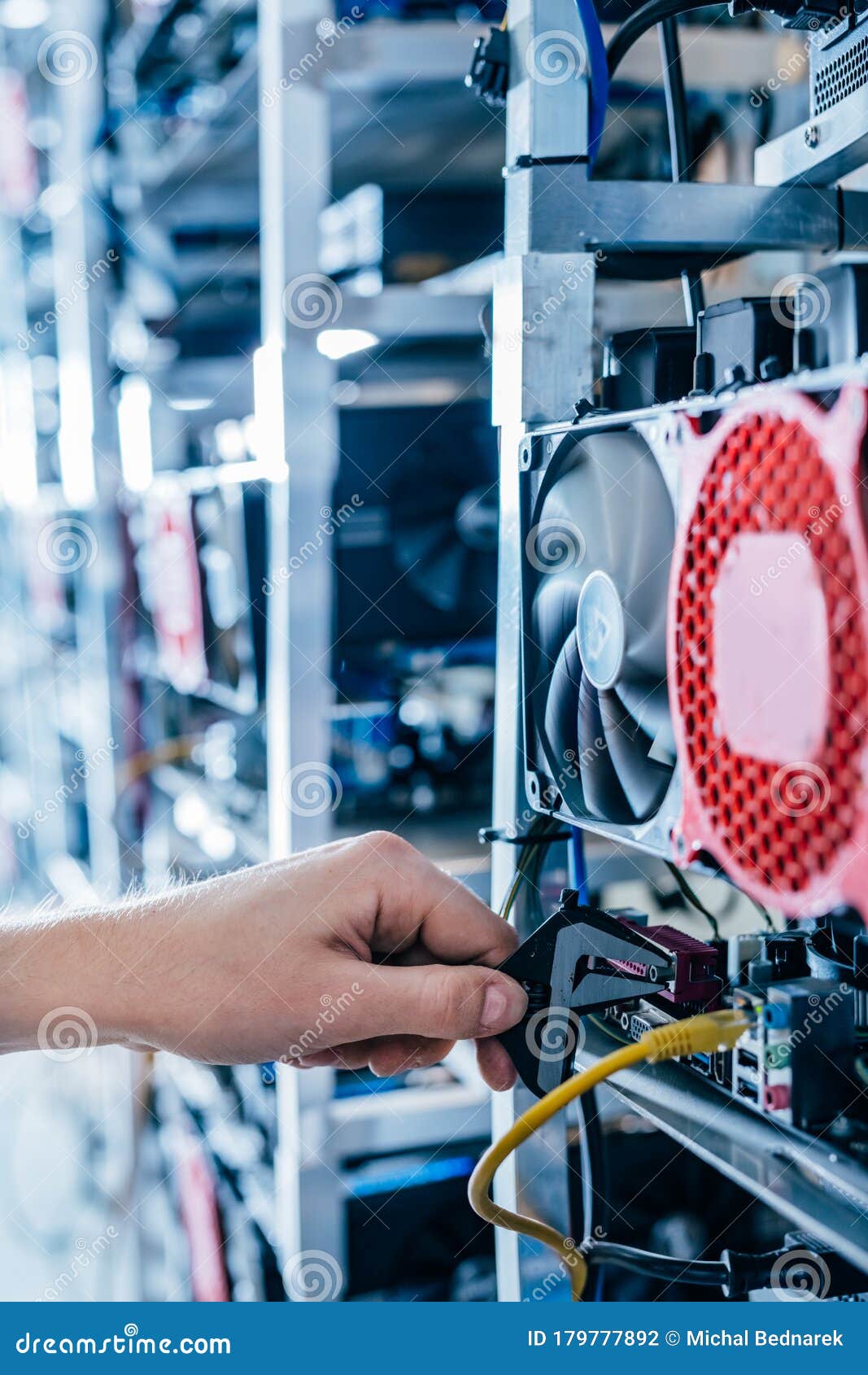 It Engineer Fixing Computer Server on Bitcoin and Crypto Currency ...