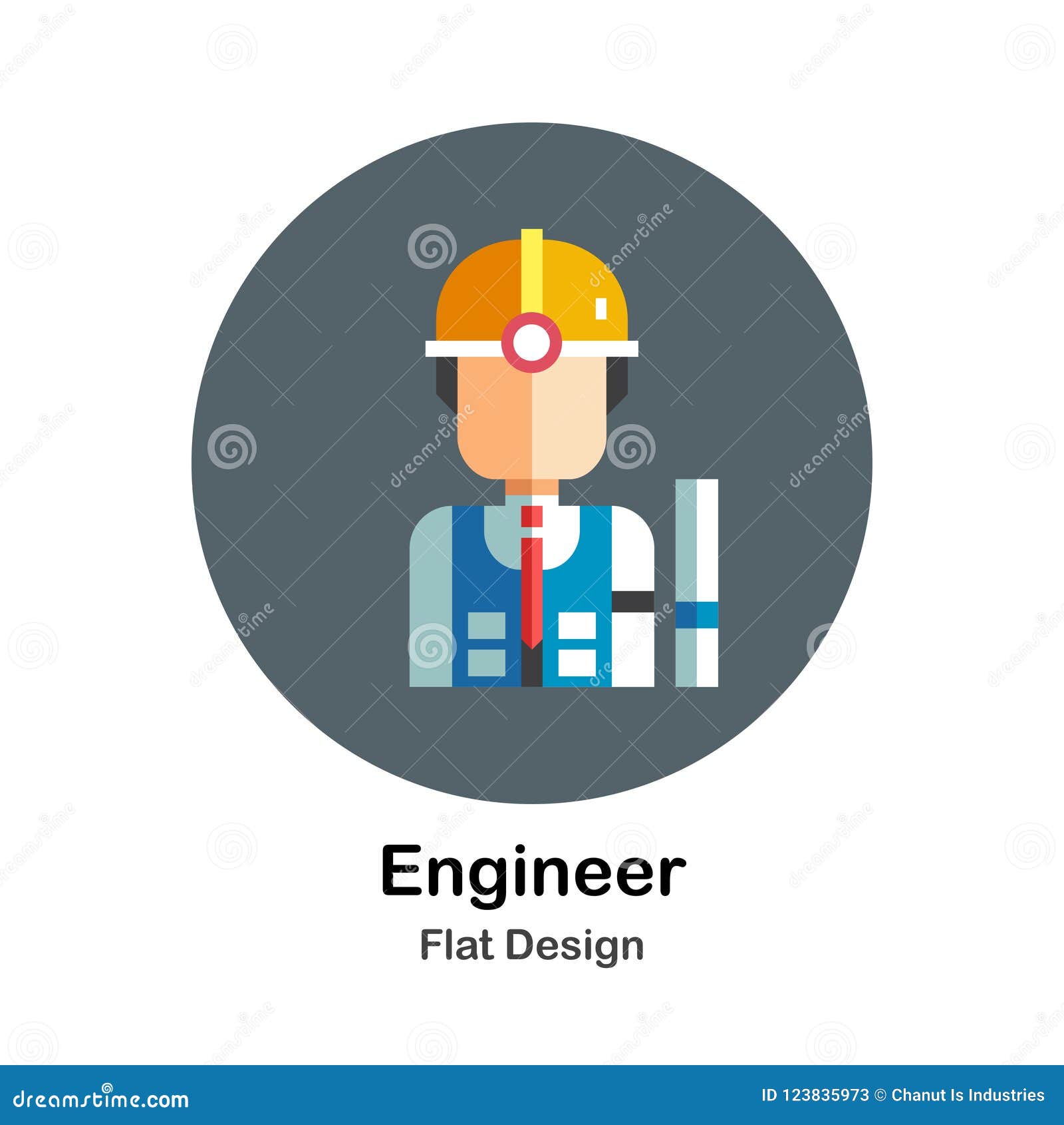 Engineer Flat Icon stock vector. Illustration of engineer - 123835973