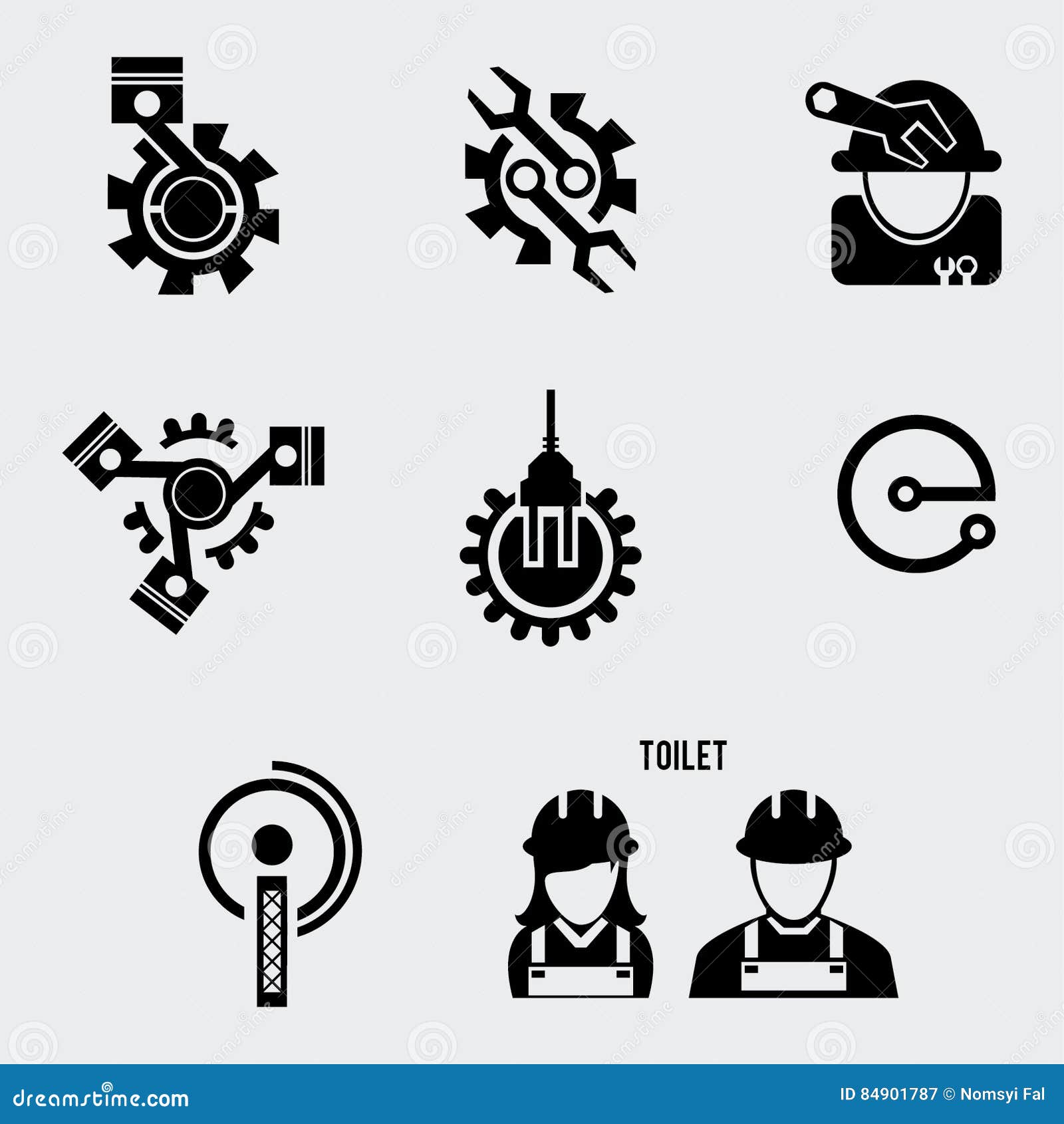 Engineer flat icon set stock vector. Illustration of manufacture - 84901787