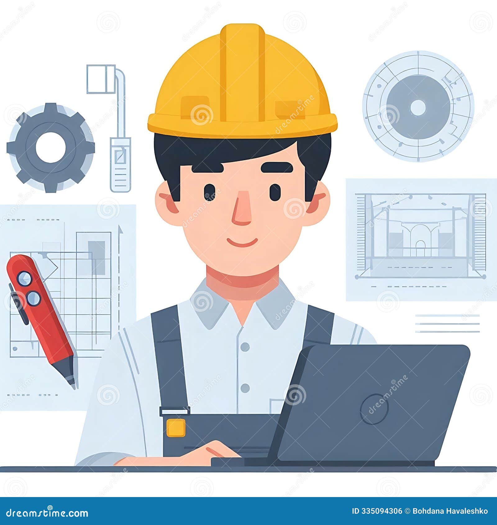 Engineer, Flat Style Illustration Stock Illustration - Illustration of ...