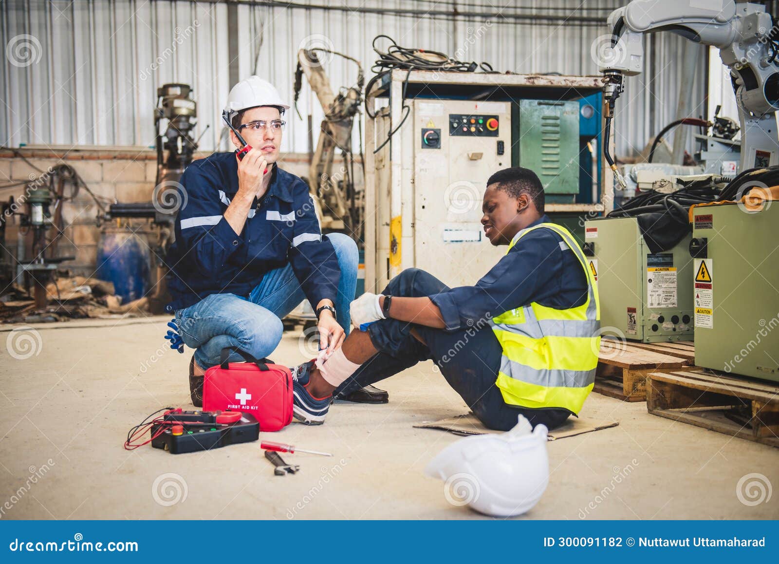 Engineer or Foreman Has an Accident while Working on Steel Factory ...