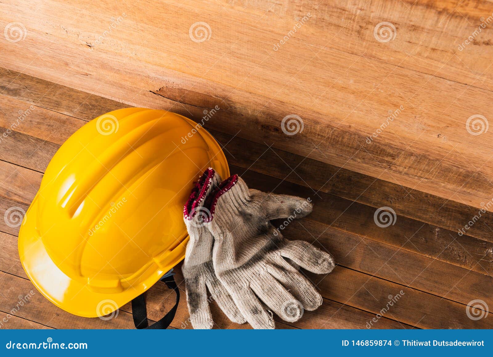 Engineer or Foreman Safety Helmet and Gloves Stock Photo - Image of ...