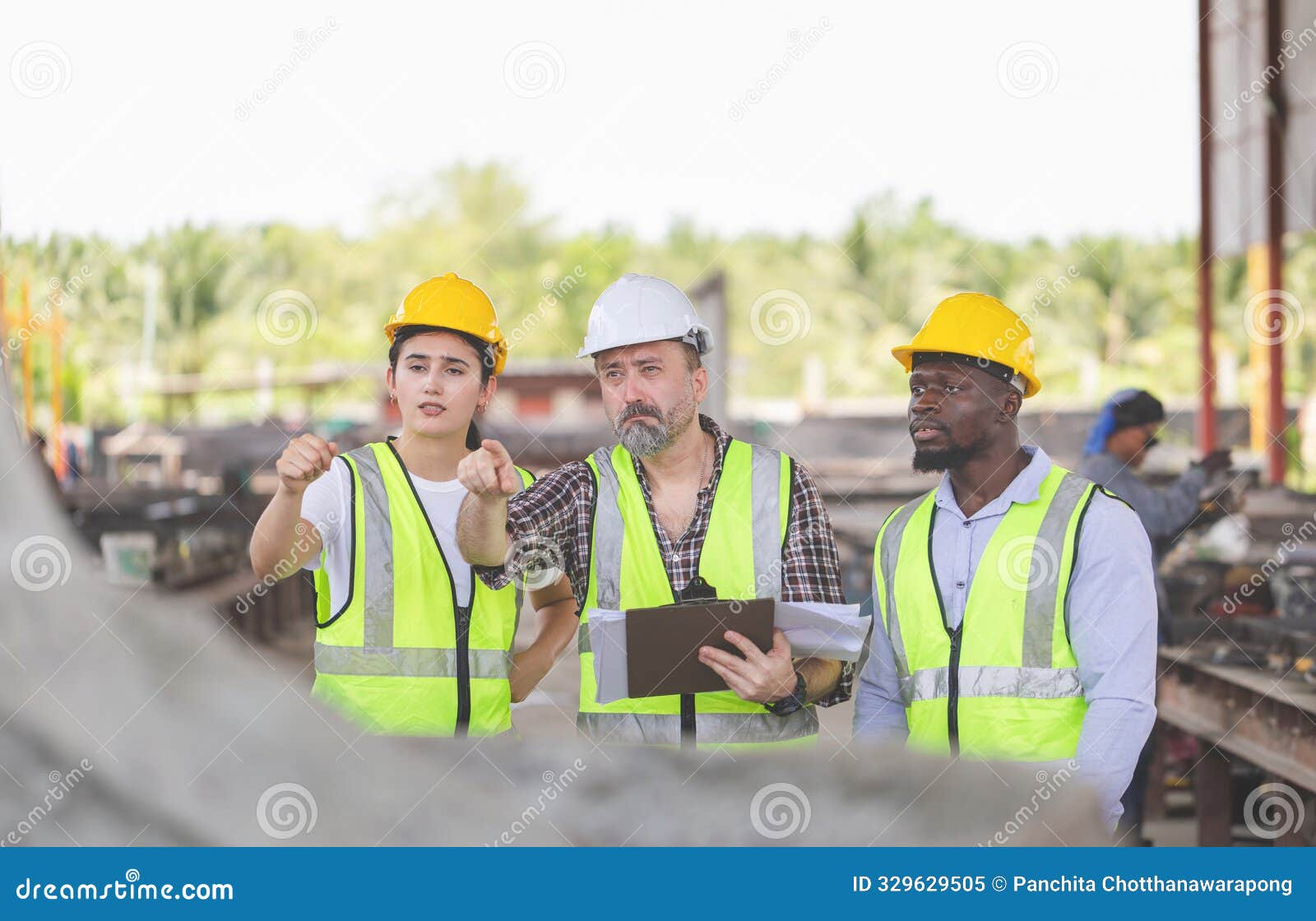 Engineer and Foreman Worker Team with Blueprints Checking Project at ...