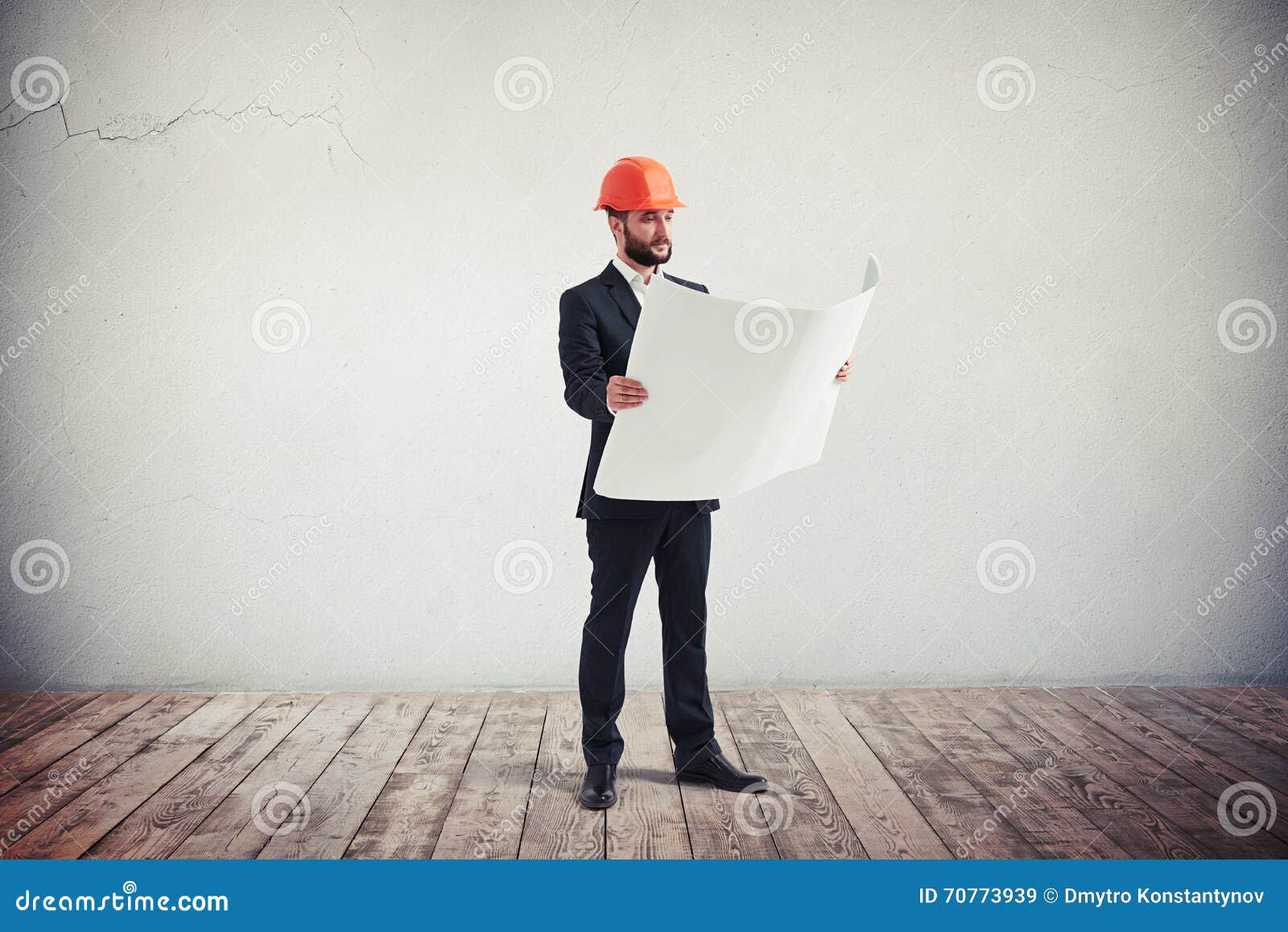 Engineer in a Formal Wear Looking Blueprints Stock Image - Image of ...