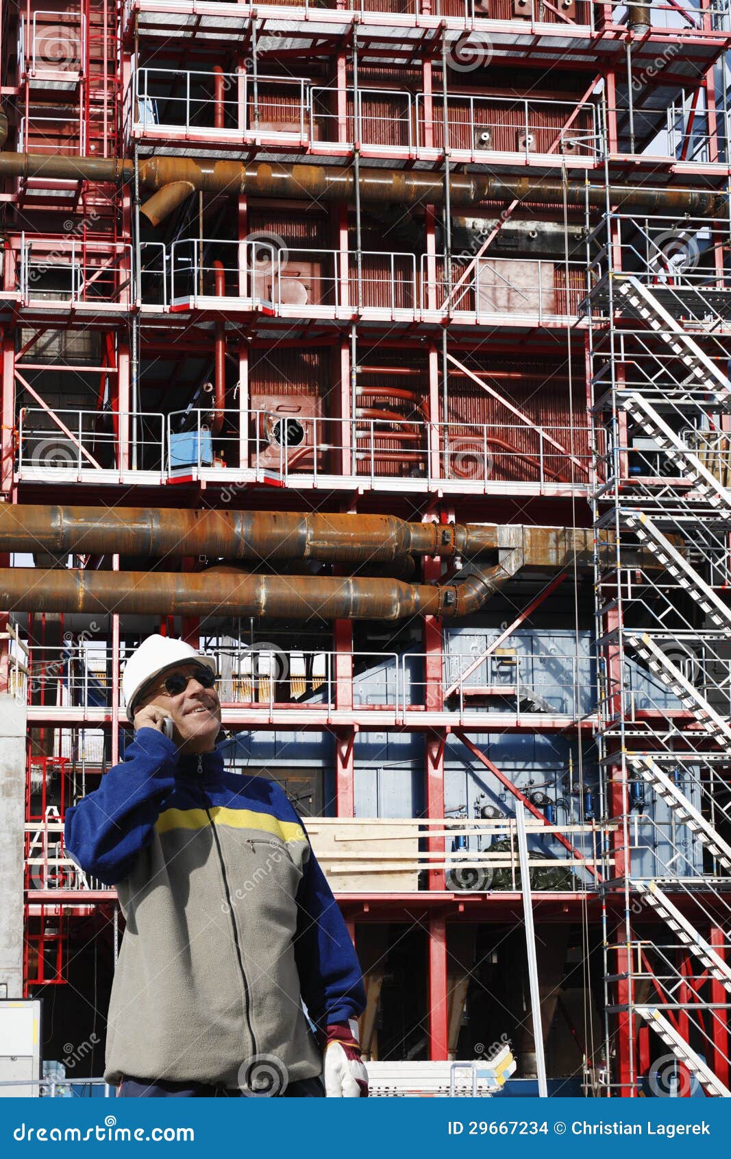 Engineer in Front of Factory Constructions Stock Photo - Image of power ...