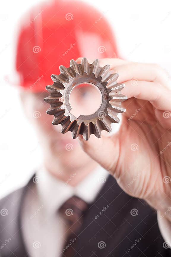 Engineer and a gear stock photo. Image of machinery, equipment - 17356830