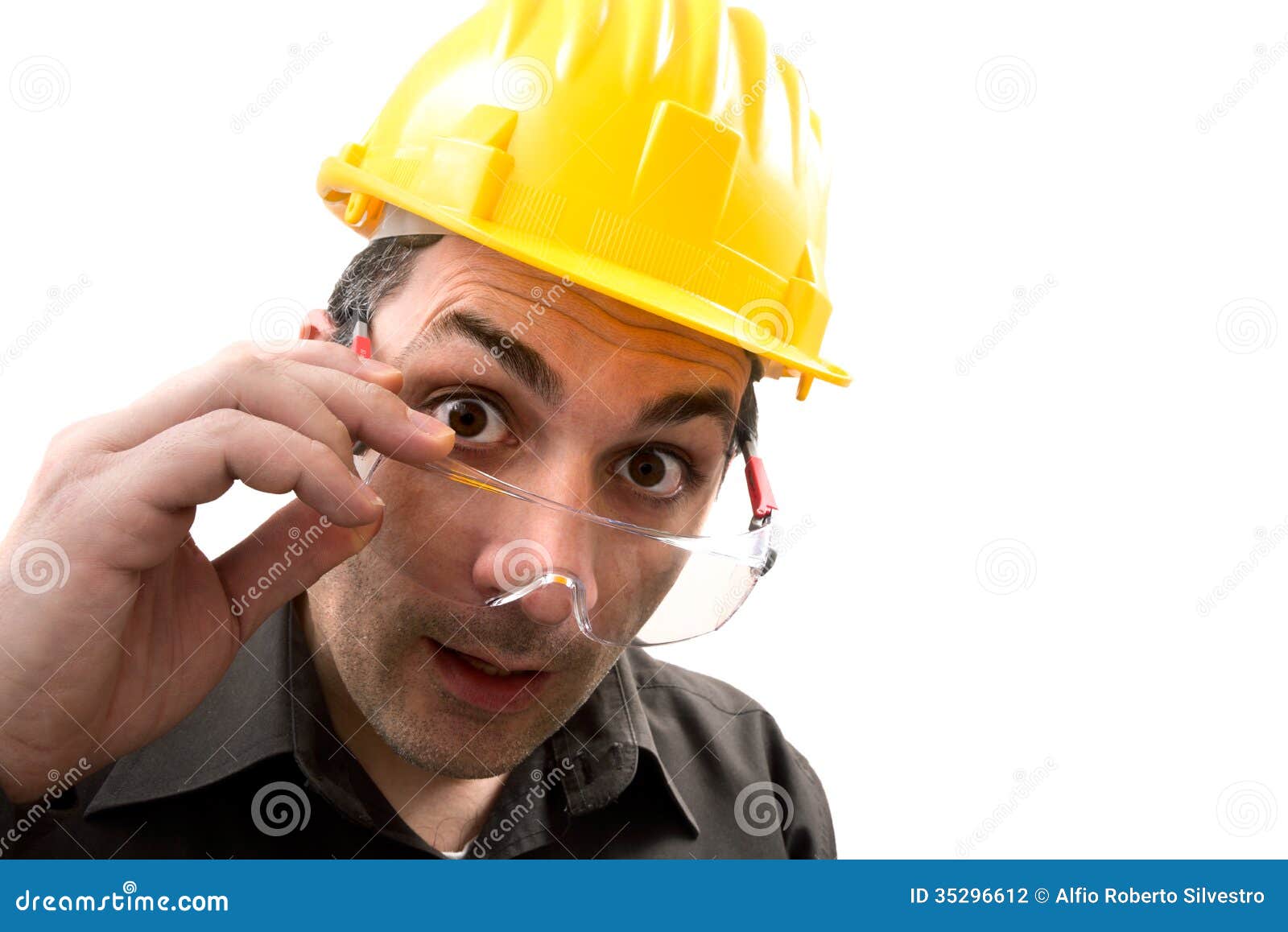 Engineer with Glasses and a Helmet Stock Photo - Image of portrait ...