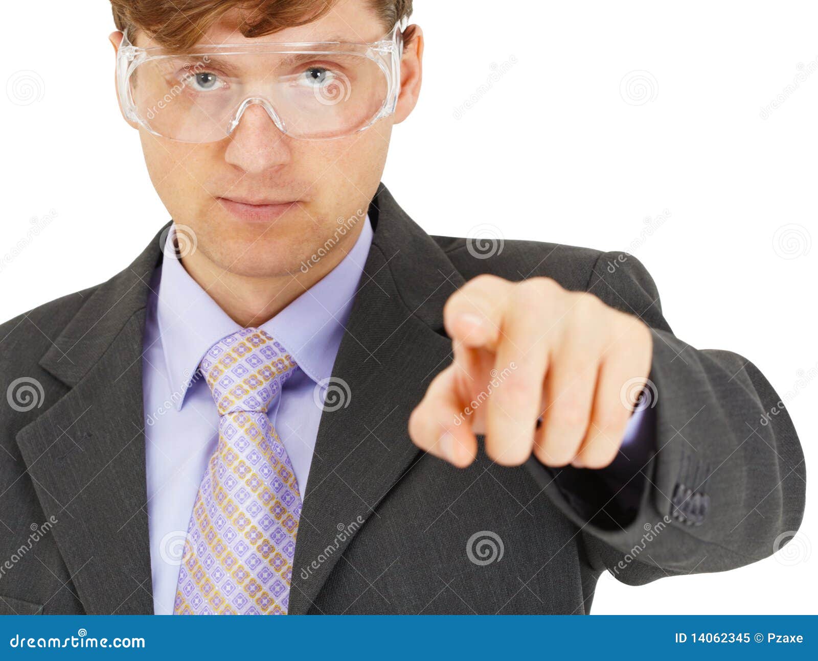 Engineer in Goggles Shows Us Stock Image - Image of goggles, lilac ...