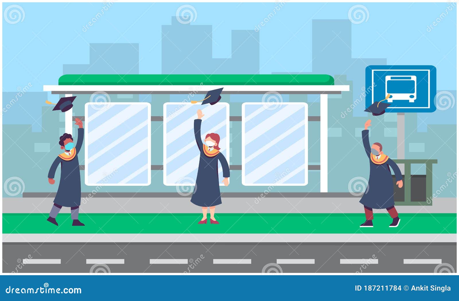 Engineer Graduates are Playing on the Road Stock Vector - Illustration ...