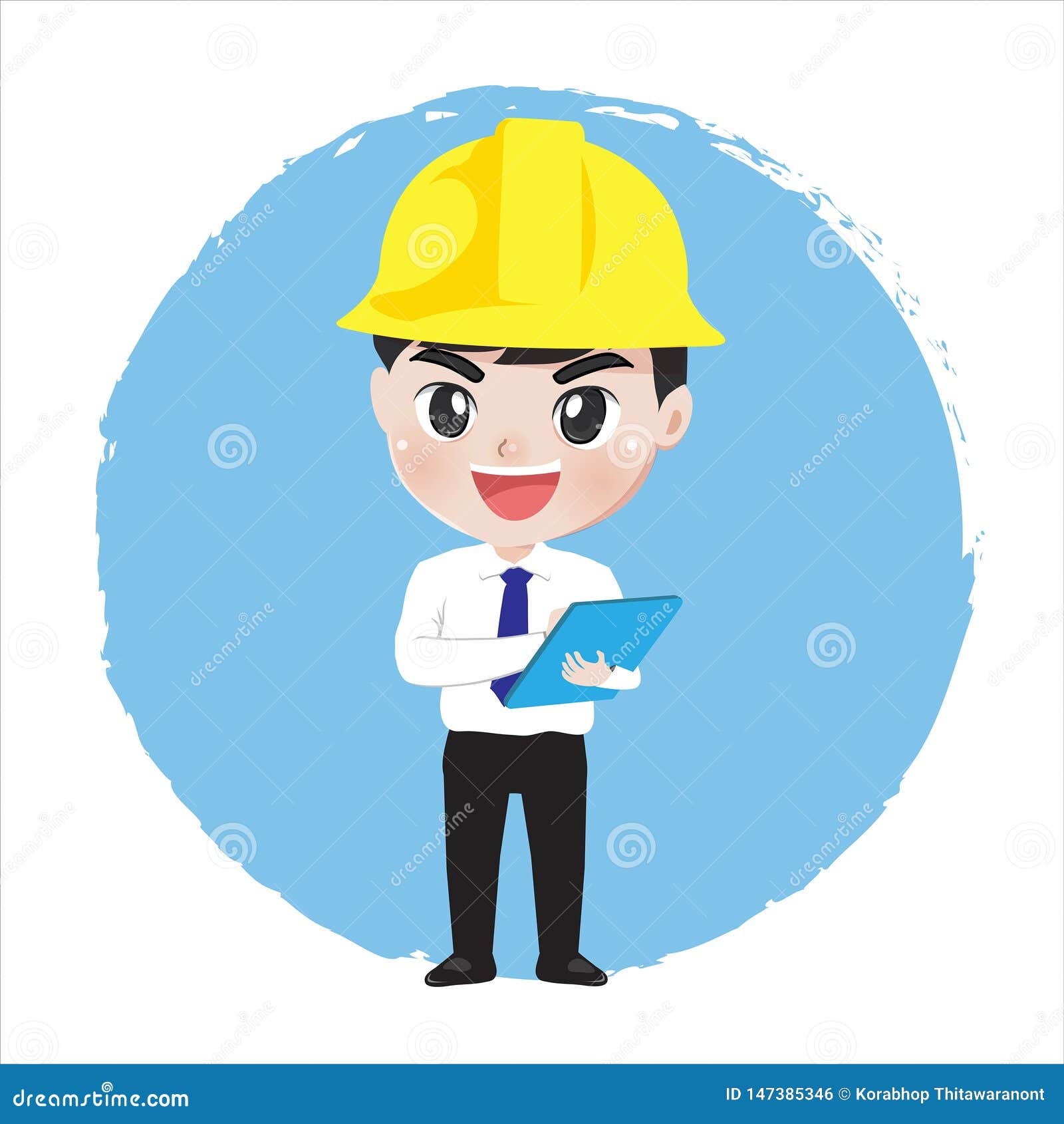 Engineer Boy Hold Documents and Work in Hand Stock Vector ...