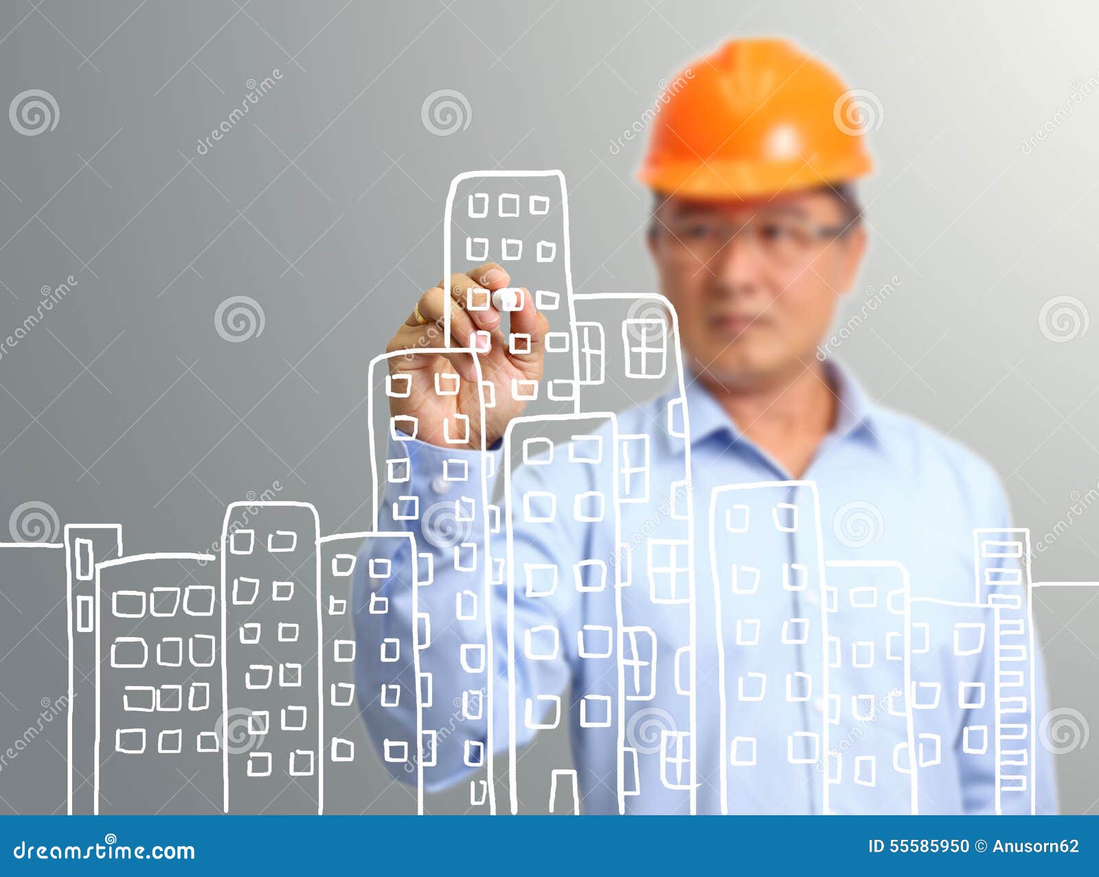 Engineer Hand Draw Construction Site on the Virtual Stock Photo - Image ...