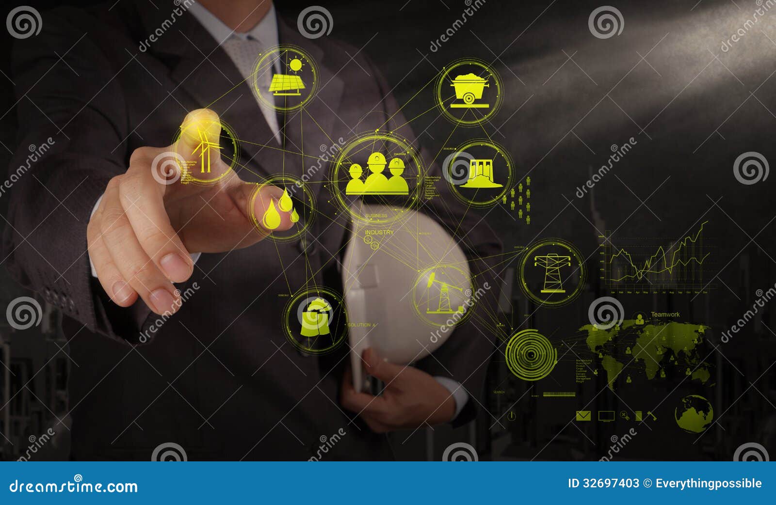 Engineer Hand Show World of Industry As Concept Stock Image - Image of ...